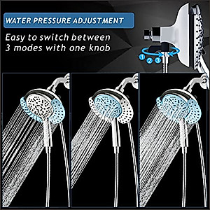 Rain Shower Head with Handheld, High Pressure 9-Setting Hand Held Shower and Rainfall Shower Head Separately or Together, Nuodan 3-Way Waterfall Shower Combo with Stainless Steel Hose, Chrome