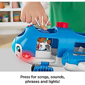 Fisher-Price Little People Musical Toddler Toy Travel Together Airplane with Lights Sounds & 2 Figures for Ages 1+ Years, Blue