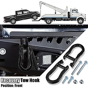 X AUTOHAUX Left Right Front Recovery Tow Hooks Kit 84072463 for Chevy for Chevrolet Silverado for GMC Sierra 1500 2007-2019 Black