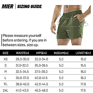 MIER Men's Workout Running Shorts Quick Dry Active 5 Inches Shorts with Pockets, Lightweight and Breathable, Army Green, M