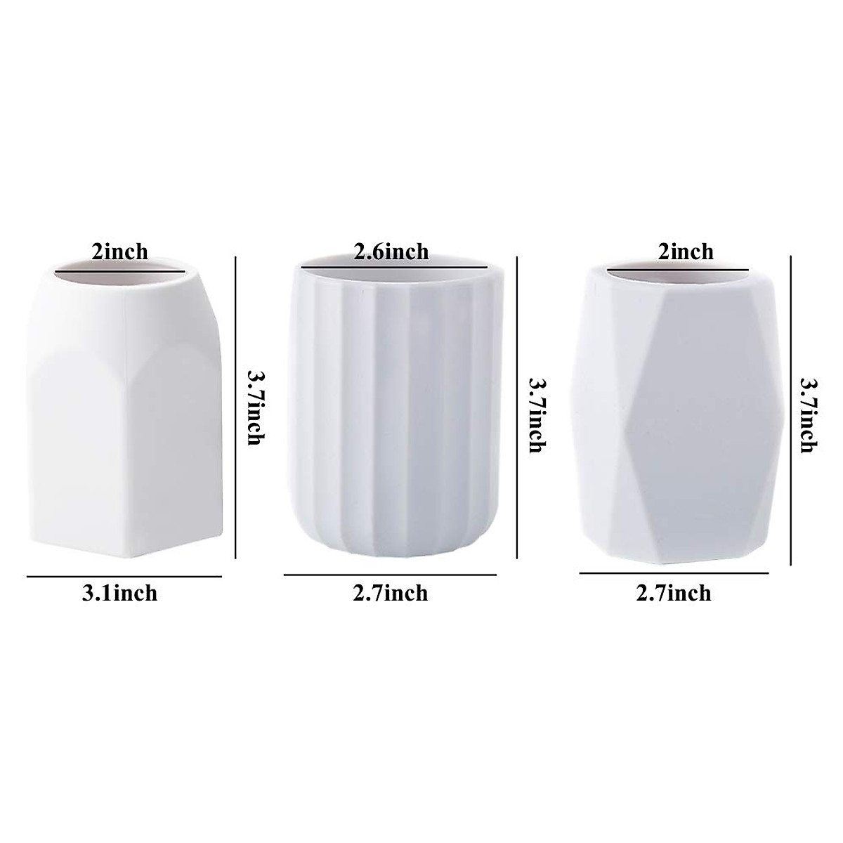 Cooyeah Silicone Pencil Holder, 3Pcs Geometric Pencil Holder Creative Design Silicone Pen Cups Desktop Stationery Organizer Pen Container for Office Home School Makeup Brush Holders 3x3.75 Pencil Cup