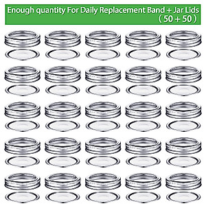 100 Pcs 70 mm Canning Jar Lid and Ring Regular Mouth Jar Ring Bands Set Split Type Lids with Silicone Seals Rings Leak Proof and Secure Canning Jar Caps(70 mm,Silver)