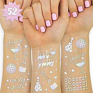 xo, Fetti Cheers Party Temporary Tattoos - 52 iridescent styles | Bachelorette Party Supplies, Birthday Party Favors, Disco Party Girl, Cheers Decorations