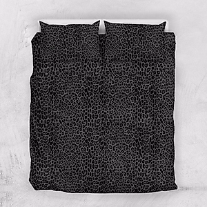 gearider Black Leopard Print Bedroom Decor, 3-Piece Animal Duvet Cover Set with 2 Pillowcase, for All Seasons, Comforter Not Included - Size Queen