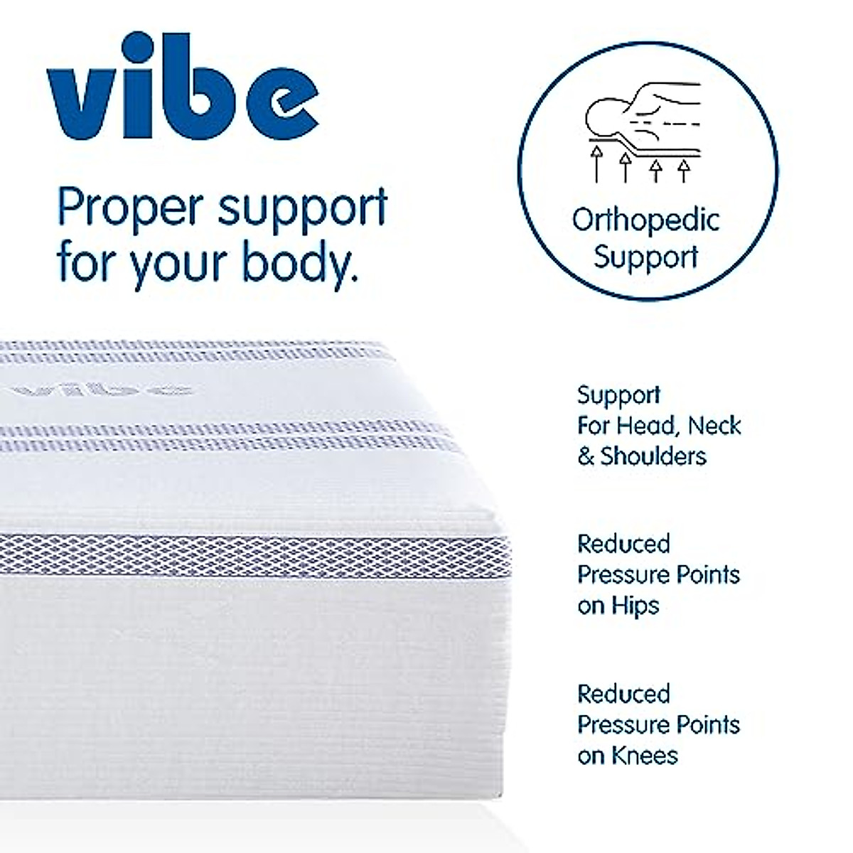 Vibe Gel Memory Foam Mattress, 12-Inch CertiPUR-US Certified Bed-in-a-Box, Queen, White