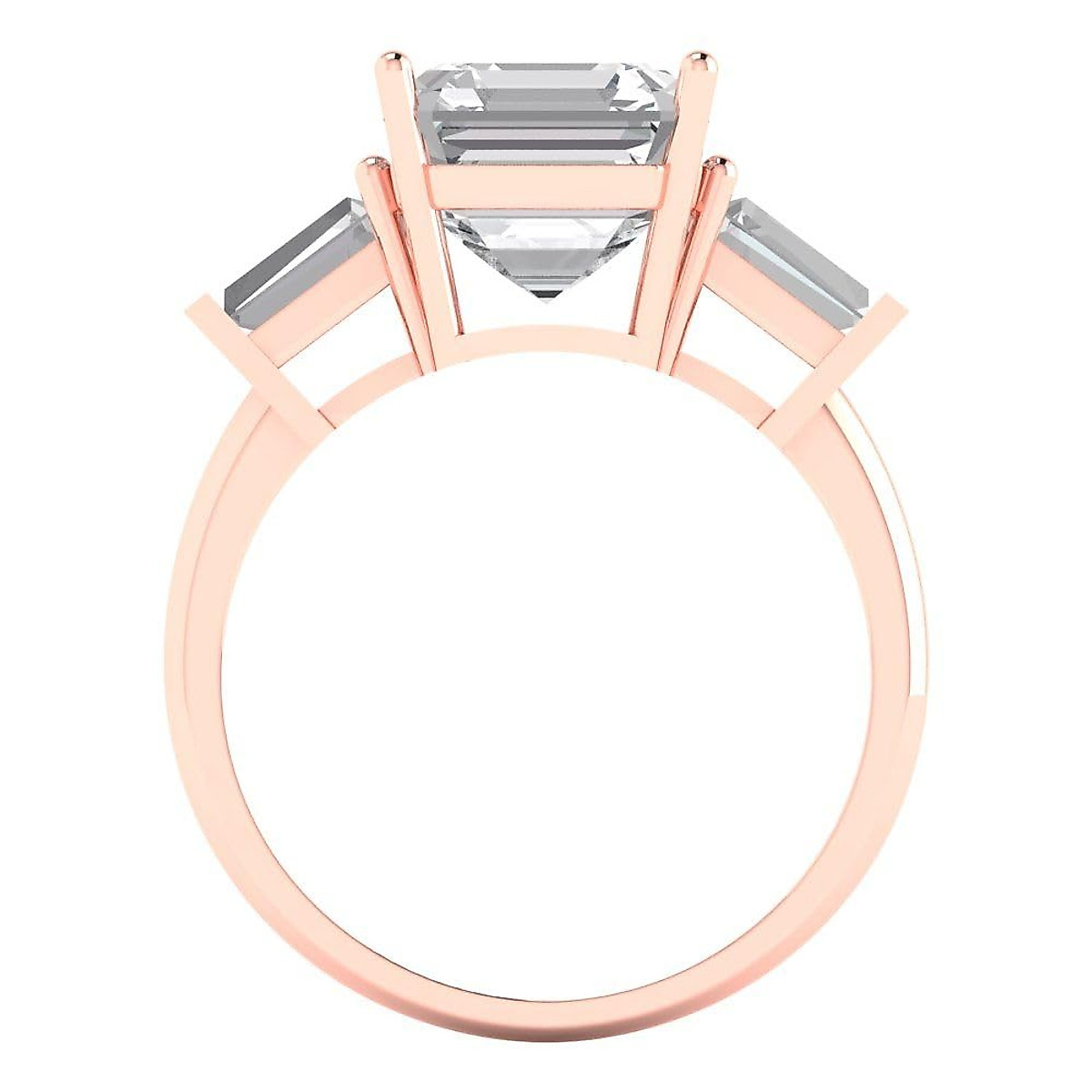 Clara Pucci 3.50ct Asscher cut 3 stone Solitaire White Lab Created Sapphire Engagement Promise Anniversary Bridal Ring 18K Rose Gold 10.5