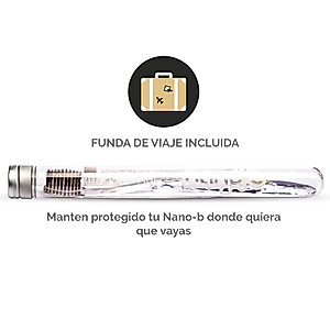 Nano-b Manual Toothbrush for Adults with Sensitive Gums, Gold & Charcoal Soft/Medium Bristles, Travel Case, Crystal