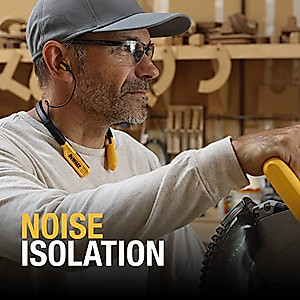 DEWALT Wireless Bluetooth Neckband Headphones — Neckband Earphones with 15H Playtime — Noise-Isolating Wireless Earbuds — Jobsite Pro Built-in Mic for Crystal-Clear Calls