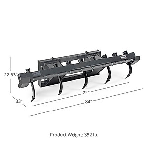 Titan Attachments 72in Ripper Scarifier Skid Steer Attachment, Quick Connect Landscape Rake