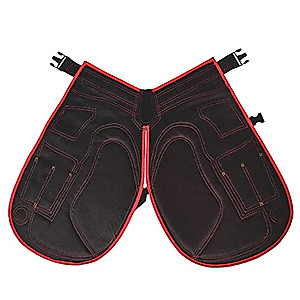 Equine Care Farrier Chaps Back Support - Cowhide Suede Leather and Canvas Apron, 4 Knife Pocket, 2 Nail Magnets, Adjustable Velcro Buckle - 29 inches/75cm