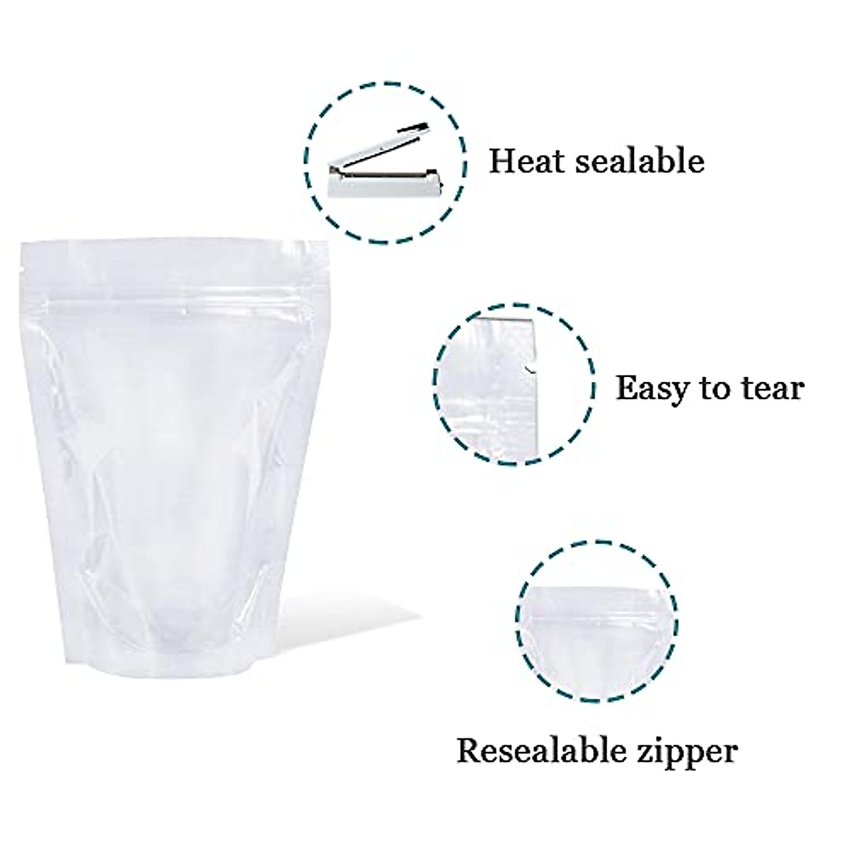 PABCK 100 Pack (Outside Size 3.9x5.9 inch)(Inside Size 3.54x3.66 inch) Clear Resealable Stand Up Bags Heat Seal Zipper Lock Leakproof Storage Pouch for Zip Food Storage Lock Packaging with Tear Notch