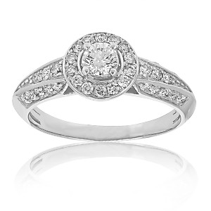 Vir Jewels 3/4 cttw Diamond Wedding Engagement Ring 14K White Gold Halo Prong Set Bridal Size 6