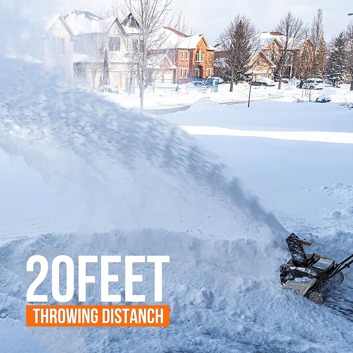 Litheli 2X20V Cordless Snow Blower, 20-inch Snow Thrower with 4.0Ah Battery, Electric Snow Blowers with LED Spotlight and Brushless Motor for Walkways and Driveways