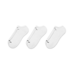 Nike mens Everyday Plus Cushion Training No-Show Socks 3-Pack (White/Black, Large)