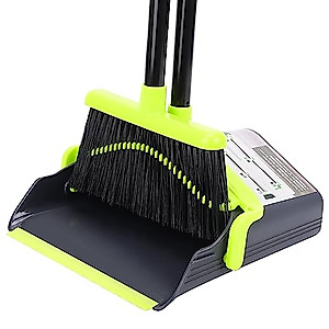 Sweep Pan with Handle Broom and Dustpan Set for Home Broom with Dustpan Combo with Long Extendable Handle for Home Kitchen Office Lobby