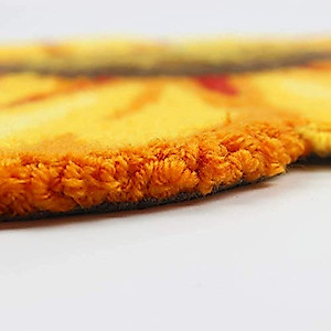 Sunflower Rug for Kitchen Bathroom Bedroom Living Room - Hand Woven Round Flower Floor Mat Modern Area Rugs Runner, Yellow