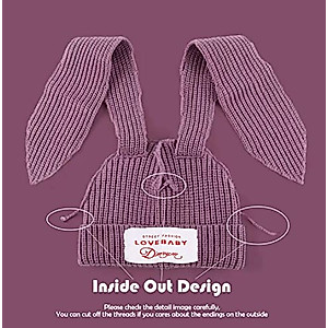 Beanie Hats for Women Cute Bunny Solid Color Knit Winter Cap Rabbit Knit Long Hair Holloween Cosplay Hat Warm Skull Cap