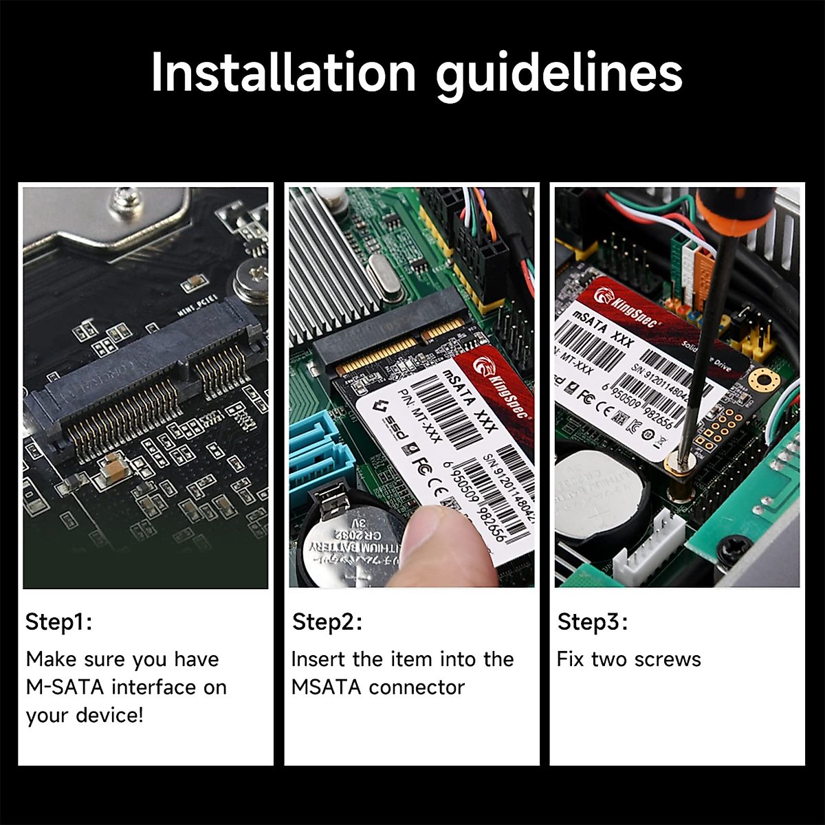 KingSpec mSATA SSD Internal Solid State Drive Data Storage SATA Hard Drives 3D NAND Flash PC Desktop Laptop Notebook Computer Upgrade 256GB