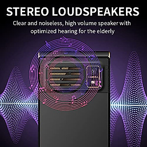 Senior Flip Cell Phone, 2.8 Inch Large Screen Audio Speaker LED Flashlight Elderly Phone for Home (Red)