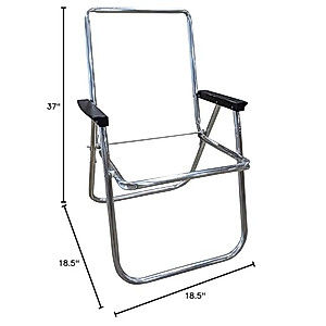 Lawn Chair USA Classic Lightweight Folding Lawn Chair Frame, Durable Rust Free Aluminum Frame, Handmade in USA, DIY Crafts for Adults (Black Arms)
