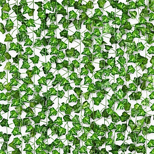 CQURE 14 Pack 98Ft Artificial Ivy Garland,Ivy Garland Fake Vines UV Resistant Green Leaves Fake Plants Hanging Vines for Home Kitchen Wedding Party Garden Wall Room Decor