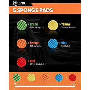 SILVEL Buffer Polisher, 1600W 7 Inch/6 Inch Polisher for Car Detailing, Wax Machine, 7 Variable Speed, with 6 Foam Pads, 3 Wool Pads, Packaging Bag, for Boat Polishing and Waxing