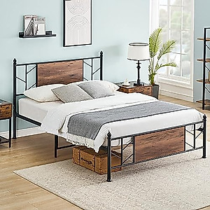 IDEALHOUSE Queen Bed Frame with Headboard, Upgraded Wood Platform Bed Frame with Sturdy Metal Slats Support, 12" Under Bed Storage, No Box Spring Needed, Easy Assembly, Noise Free