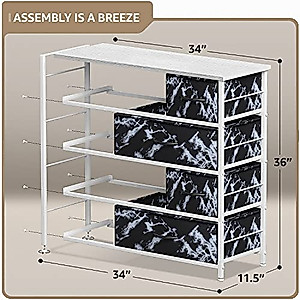 Sorbus Dresser for Bedroom with 8 Drawers - Tall Chest Storage Tower Unit, for Closet, Hallway, Nursery, Entryway Organization - Steel Frame, Wood Top (Marble Black – White Frame)