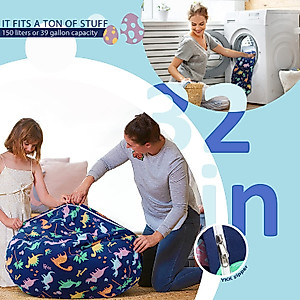 Aubliss Stuffed Animal Storage Bean Bag Chair Cover for Kids, Dinosaur Zipper Beanbag Chair Cover for Organizing Toddler and Kids' Rooms Plush Toys (Dinosaur,X-Large48)