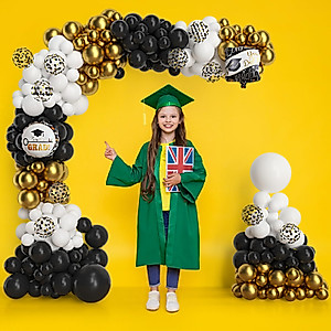Graduation Balloon Garland Arch Kit Black White Gold Balloons for College High School Graduation Party Graduation Decorations