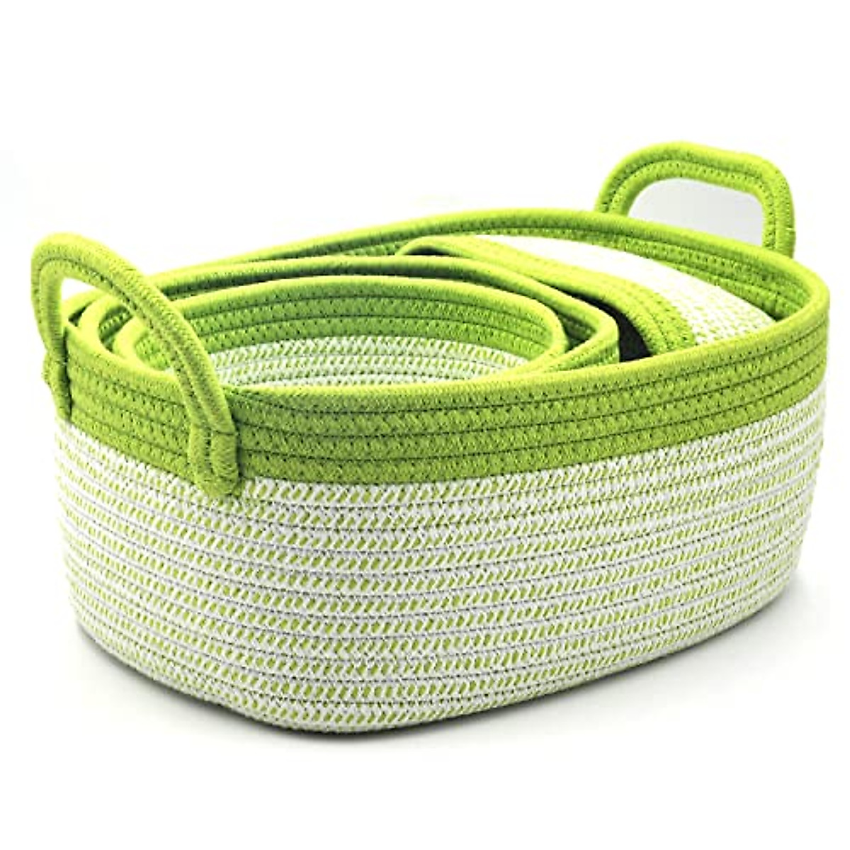 Acrola 4-Pack 100% Cotton Rope Woven Decorative Storage Baskets (Green) ST04002