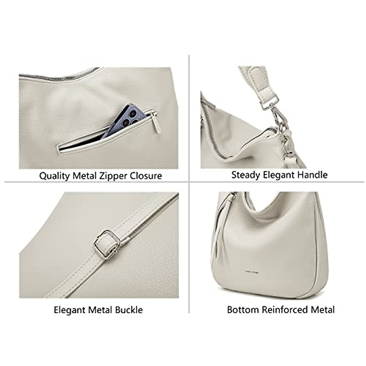 Hobo Bag Purses for Women Large Designer Top Handle Shoulder Handbags Ladies Large Tote Bucket Concealed Carry Purse Satchel Crossbody with Zipper for Women