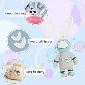 Promise Babe U Shaped Toothbrush Kids Food Grade Silicone Brush U-Shaped Kids Toothbrush, Premium Soft Manual Training Toothbrush for Kids 2-6 Years Old.Light Grey