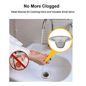 6-Pack Bathroom Sink and Tub Drain Strainer Screen Mesh, 2 Sizes 2.12" and 2.75" Top / 1" Basket Small Hair Catcher Shower Drain for Bathroom, Lavatory, Balcony, Utility, RV, Floor Drain, Sink Basin