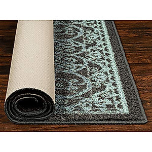 Maples Rugs Pelham Vintage Area Rugs for Living Room & Bedroom [Made in USA], 7 x 10, Charcoal/Radiant Blue