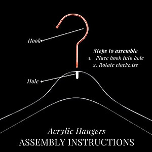 Acrylic Hangers (Rose Gold) Boutique Hangers Premium Clear Lucite Plexiglass Clothes Hangers