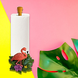 Paper Towel Holder with Tropical Flamingo Freestanding Countertop Exoctic Island-Inspired Style Décor