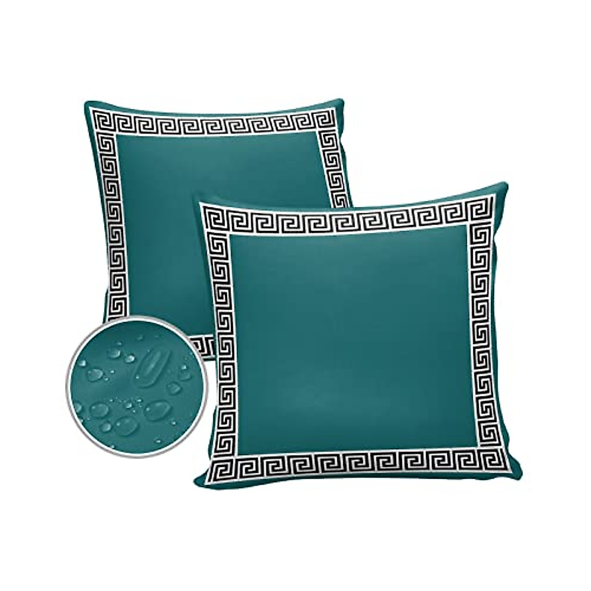 Turquoise Outdoor Pillow Covers 18 x 18 Inches, Black Modern Geometric Abstract Art Aesthetics Waterproof Throw Pillow Cover Set of 2, Home Decorative Square Cushion Covers for Patio/Tent/Couch/Garden
