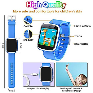 KeBuLe Kids Watch Educational Electronic Toys Touch Screen Smart Watch Toys for 5-10 Year Old Boys Girls Toddler Watch HD Dual Camera Watch Birthday for Kids USB Charging