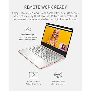 HP 14 Laptop, Intel Celeron N4020, 4 GB RAM, 64 GB Storage, 14-inch Micro-edge HD Display, Windows 10 Home, Thin & Portable, 4K Graphics, One Year of Microsoft 365 (14-dq0030nr, 2021, Pale Rose Gold)