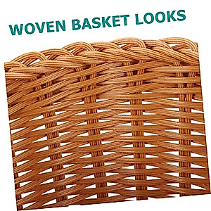 Holibanna Rattan Trash Can Wicker Trash Basket Ornament Container Water Hyacinth Storage Baskets Rattan Trash Bin Garbage Container Woven Waste Basket Sundries Container Plastic Wastebasket