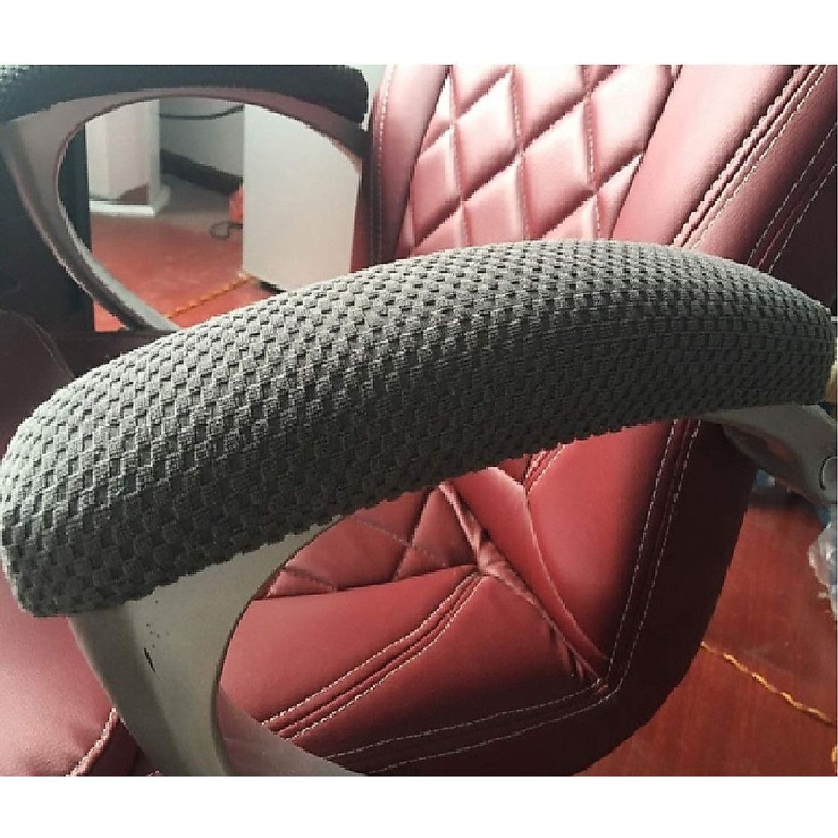 Isccdy Soft Chair Arm Pad Covers Over,Simple Durable Washable Office Chair Armrest Slipcovers Covers Pads (2 Pcs/Set) (Gray)