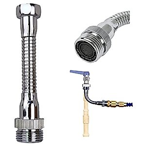Faucet Extender Garden Hose Adapter Hose Protector, Flexible Kitchen Sink Faucet Adapter to Garden Hose for Male 3/4 Inch & 55/64 Inch to 3/4 Inch GHT