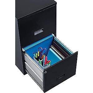 Filing Cabinet Size 18" Deep 2 Drawer Metal Steel Organization File Cabinet with Lock, Black