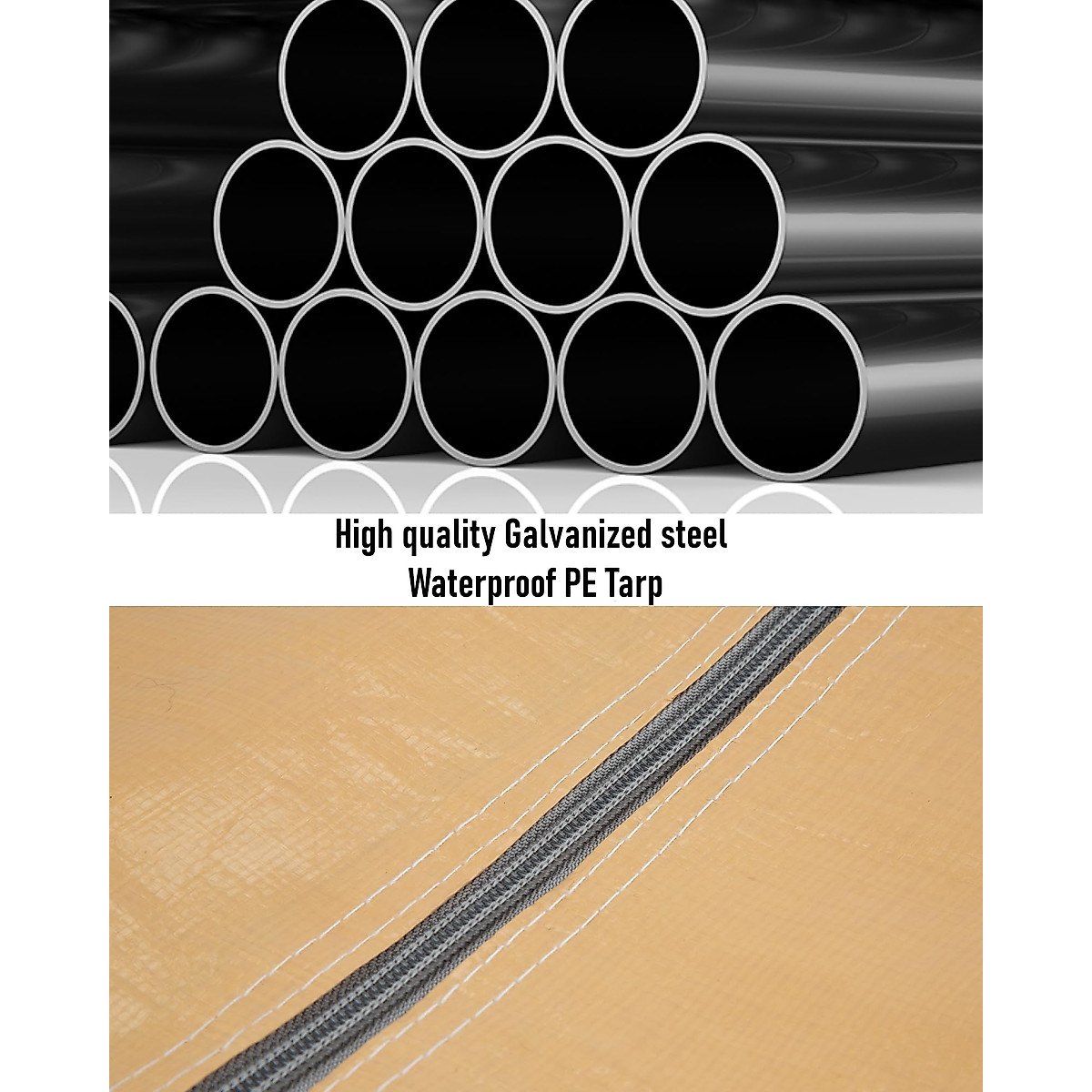 DEXSO Carport 13'x20' Portable Garage, Reinforced Steel Poles, Heavy Duty Carport Canopy, 4 Roll-up Doors & 4 Mesh Windows, for Pickup, Boat, and Equipment, Yellow