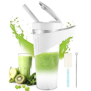 COKUNST Portable Blender for Shakes and Smoothies, BPA-Free USB Rechargeable 16oz Personal Blender Portable with 6 Blades, Powerful Portable Blender Bottles with Straw, Charging Cable, Cleaning Brush, Mini Portable Blender Cup