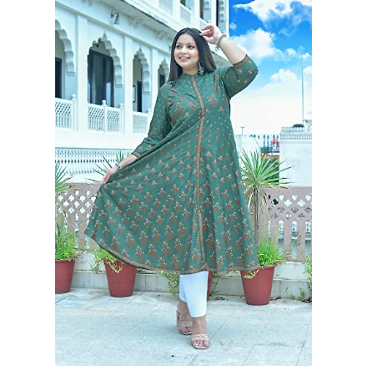 Yash Gallery Rayon Floral Printed Anarkali Kurtis for Women Indian Style