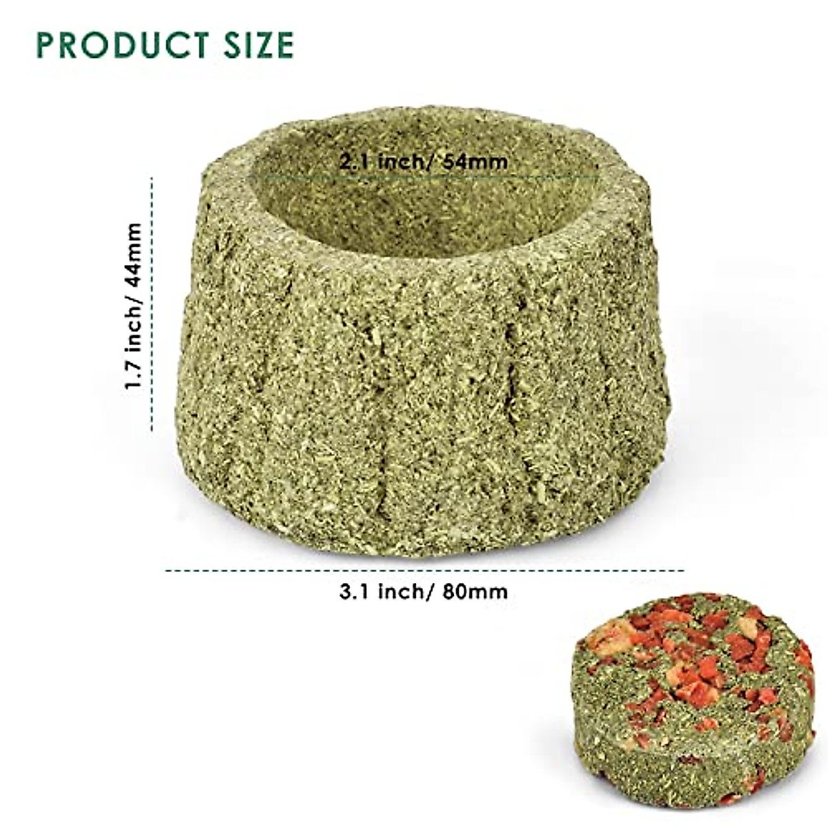ERKOON 100% Edible Premium Timothy Hay Chew A Bowl for Rabbits, Chinchilla Treats, Chew Toys for Teeth Guinea Pigs and Mice