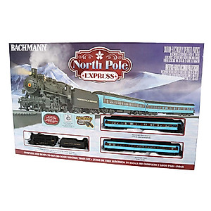 Bachmann Trains - North Pole Express Ready To Run Electric Train Set - HO Scale,Black Cyan