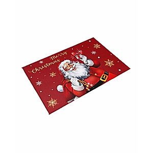 Outdoor Rug Carpet Indoor Area-Rug Christmas Santa Claus Washable High Traffic Bedroom Kitchen Mat Backyard Patio Porch Rug, 4 X 6